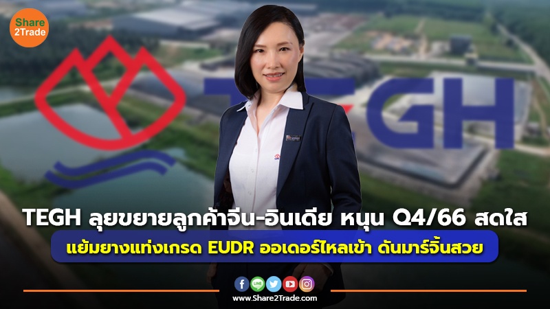 TEGH ลุยขยายลูกค้าจีน-อินเดีย หนุน Q4/66 สดใส แย้มยางแท่งเกรด EUDR ออเดอร์ไหลเข้า ดันมาร์จิ้นสวย ...